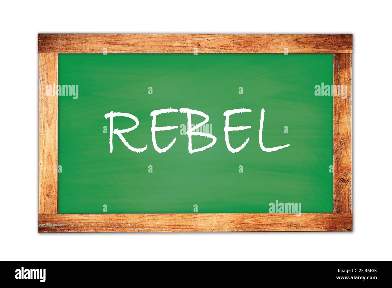 REBEL text written on green wooden frame school blackboard Stock Photo ...