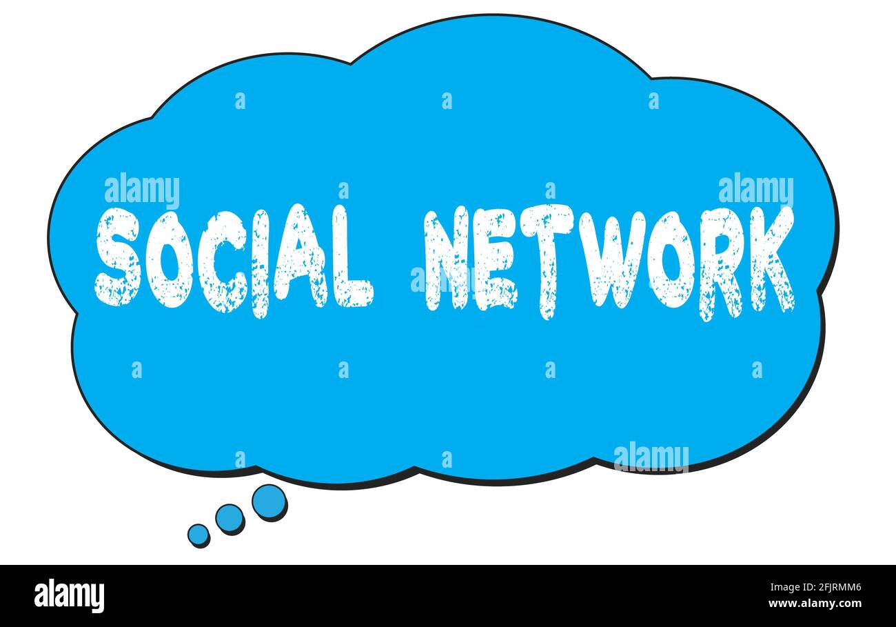 SOCIAL NETWORK text written on a blue thought cloud bubble Stock Photo ...