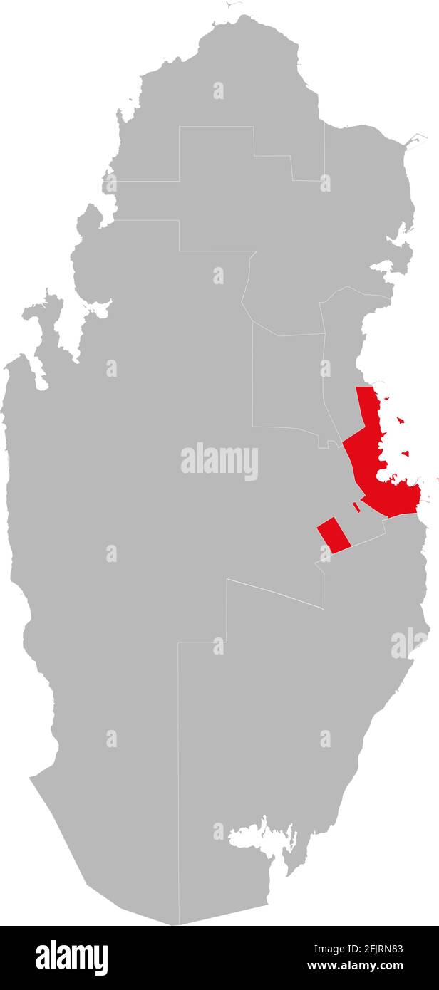 Doha Province isolated on Qatar map. Geographical backgrounds Stock ...