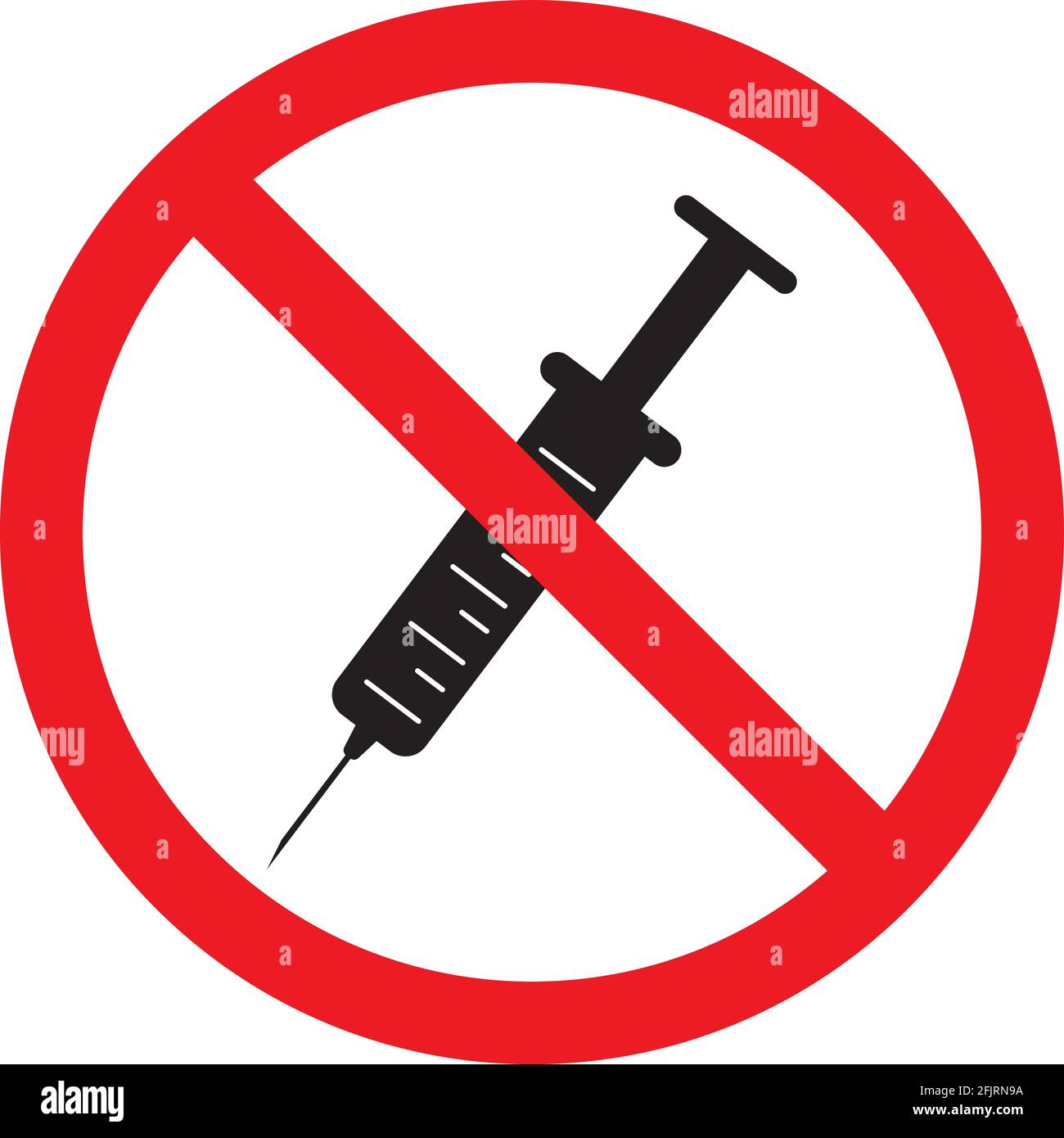 No needles warning sign. It indicates to prevent injury from sharp ...