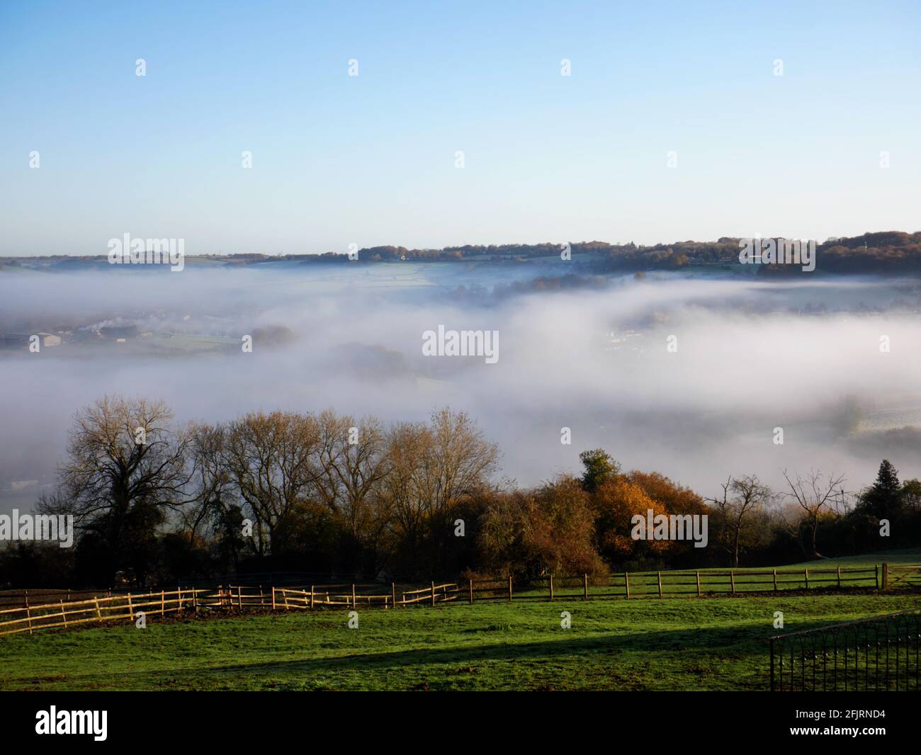 Morning mist near Kingsdown, Bath Stock Photo - Alamy