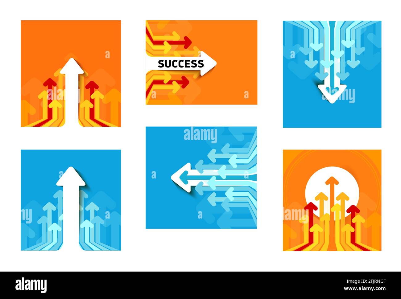 Big Collection abstract background with white paper Arrows on orange or ...