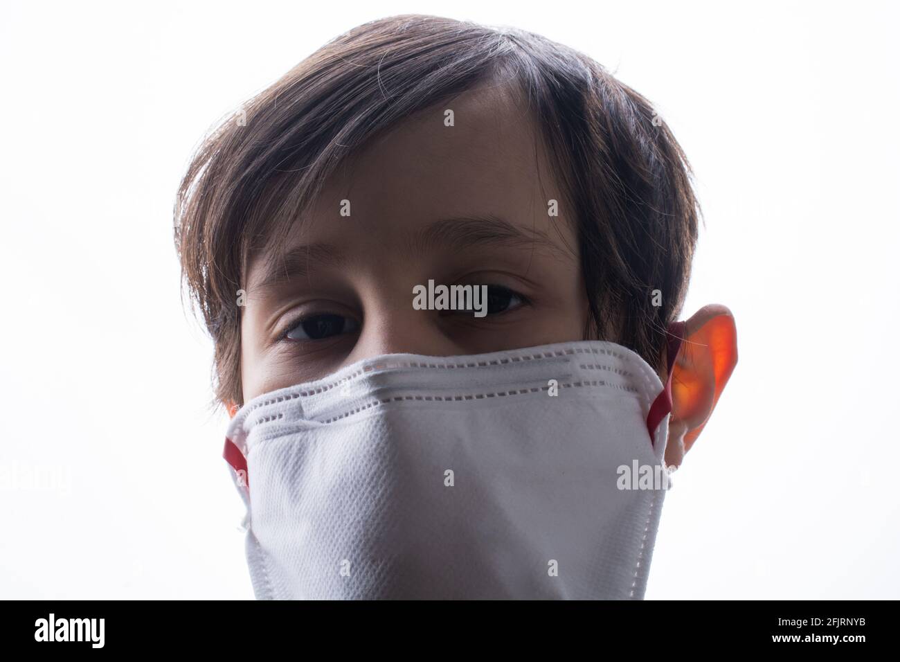 Kid wear health masks to prevent virus and germs. Disease protection ...