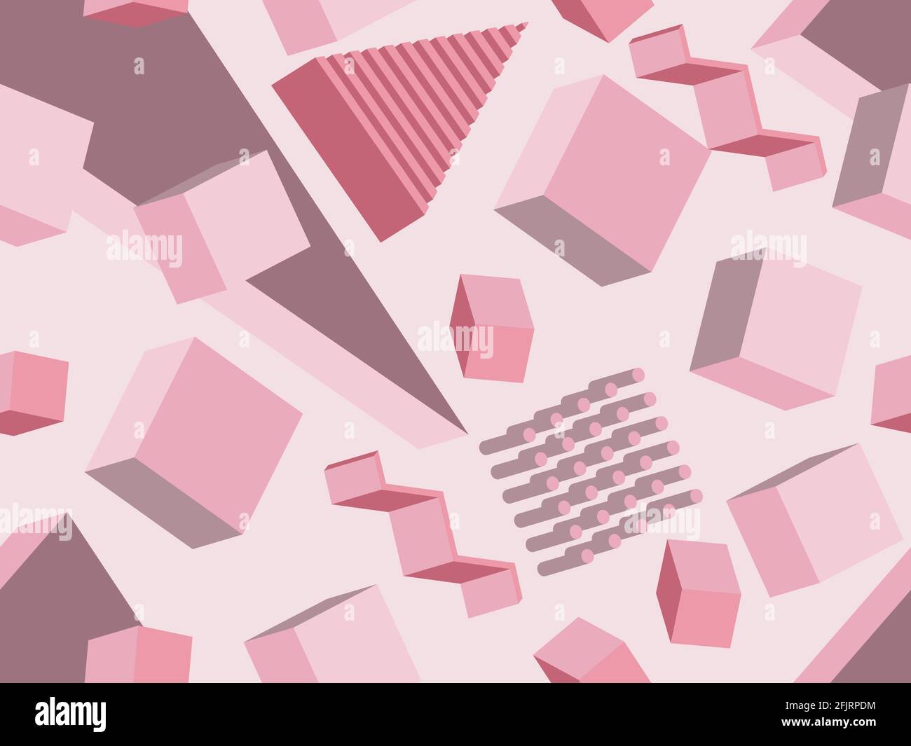 Geometric seamless pattern in memphis style with 3d geometric shapes ...