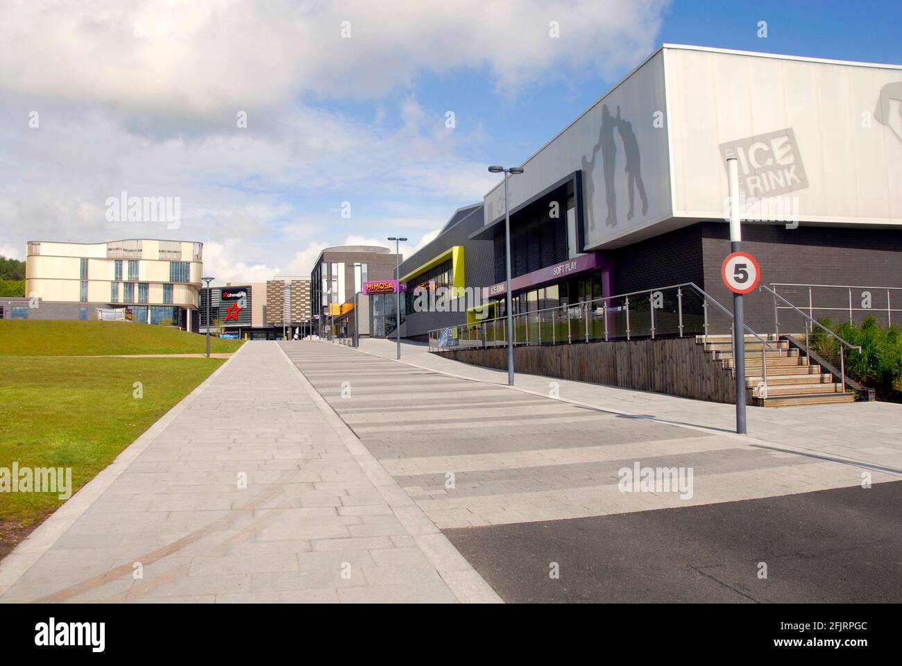 Modern buildings on the edge of Telford Town Park, Shropshire, England ...