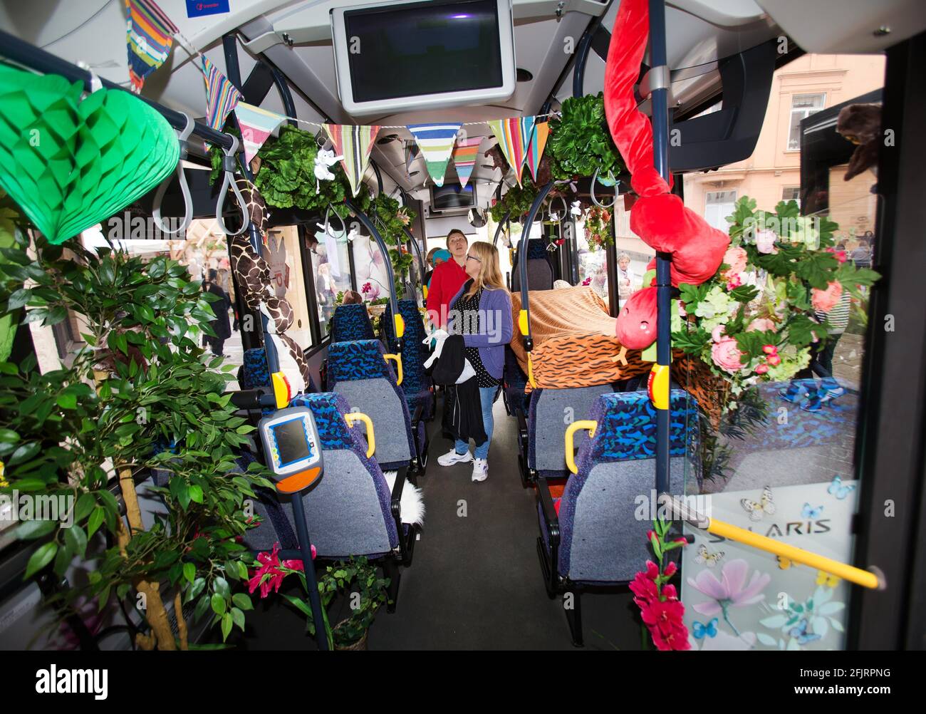 Inside a bus at a city festival, Linköping, Sweden Stock Photo - Alamy