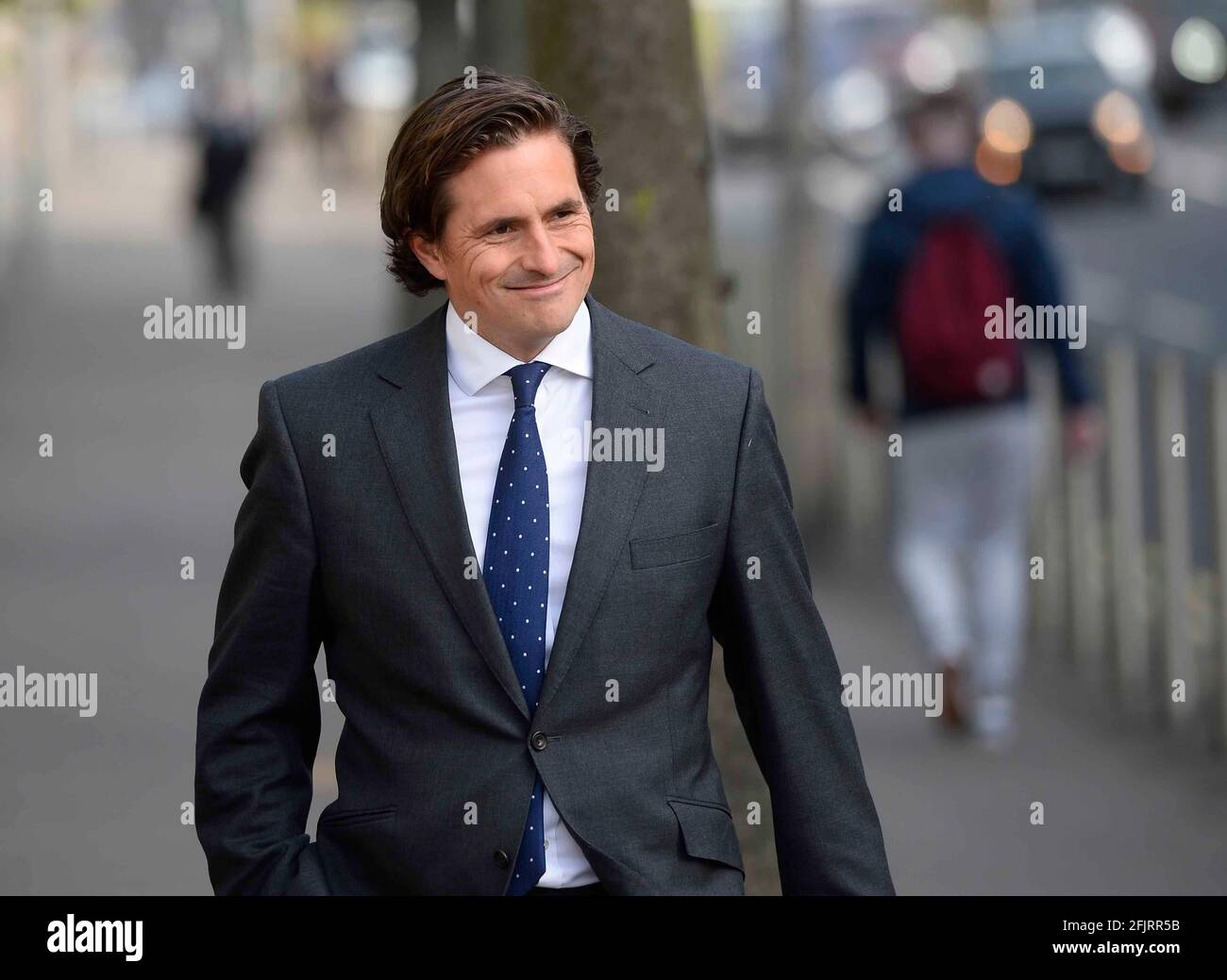 ex veterans minister Johnny Mercer arrive at Laganside Courts in ...