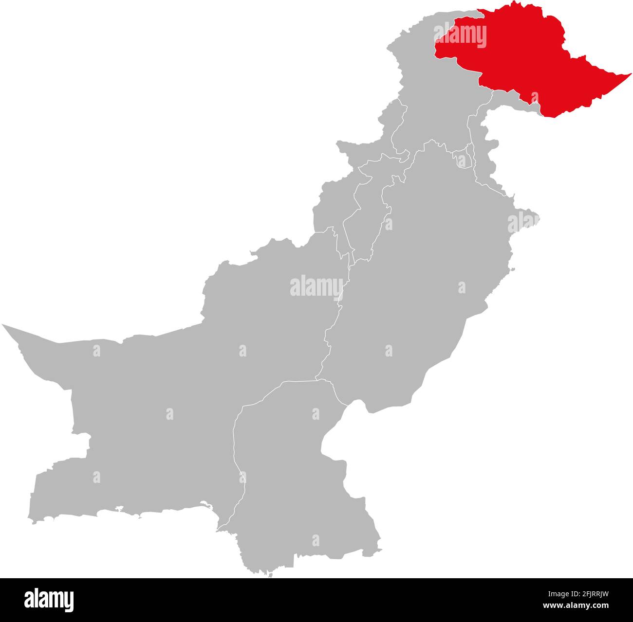 Gilgit-baltistan province isolated on Pakistan map. Light gray ...