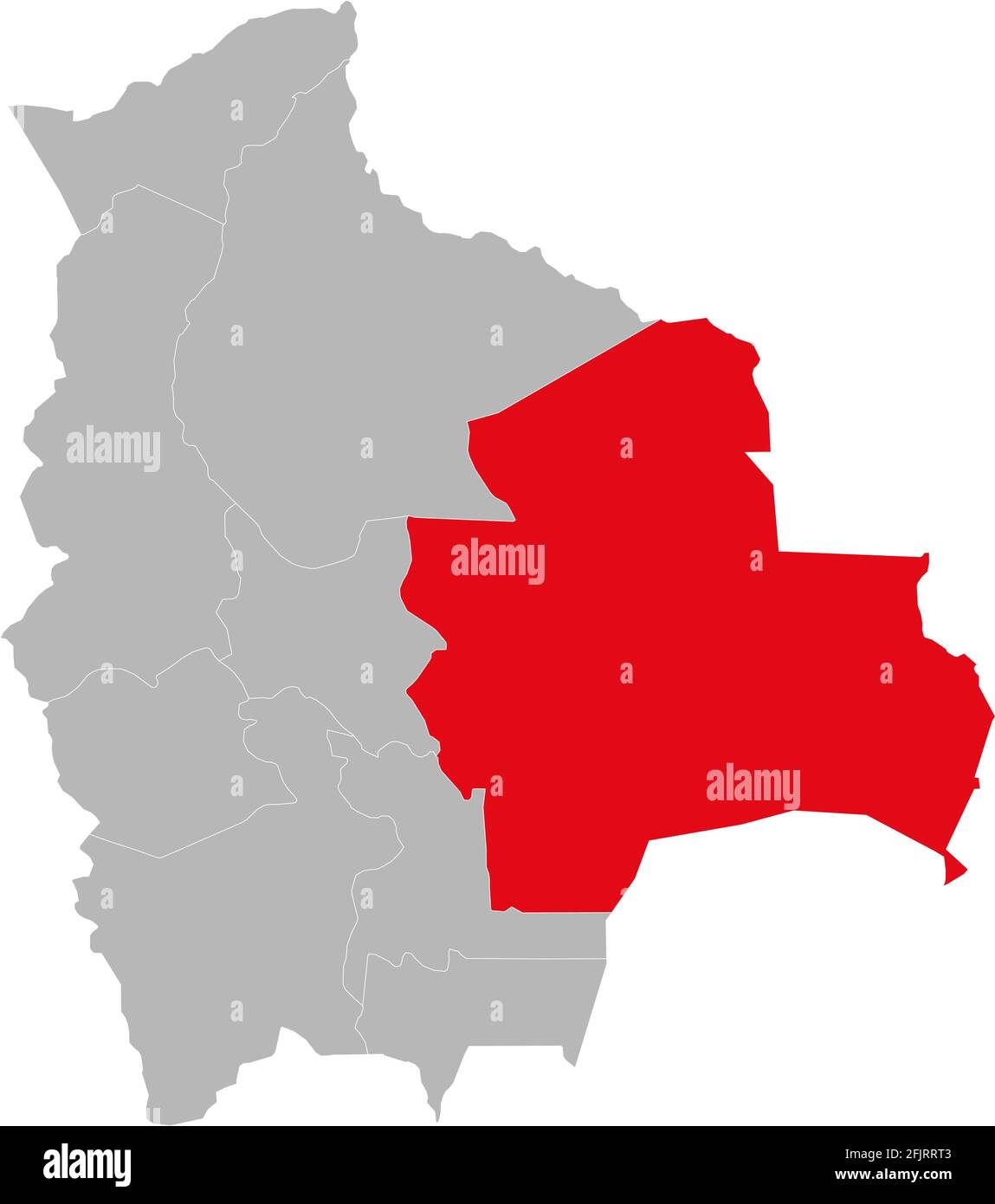 Santa Cruz department isolated on bolivia map. Business backgrounds and ...