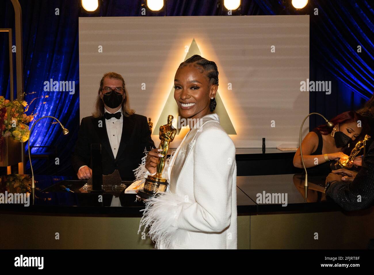 Los Angeles, USA. 25th Apr, 2021. Tiara Thomas poses backstage with the ...