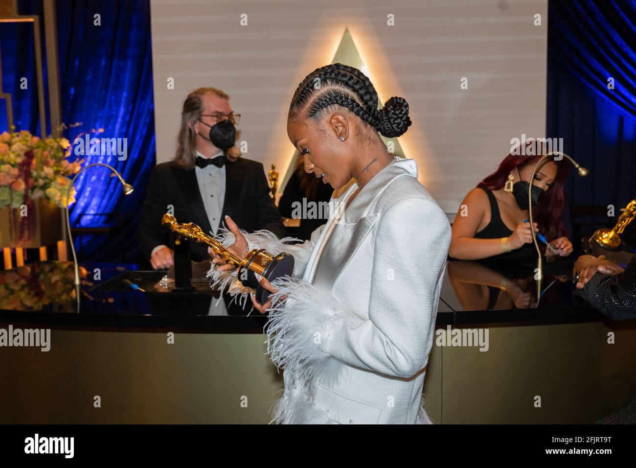 Los Angeles, USA. 25th Apr, 2021. Tiara Thomas poses backstage with the ...