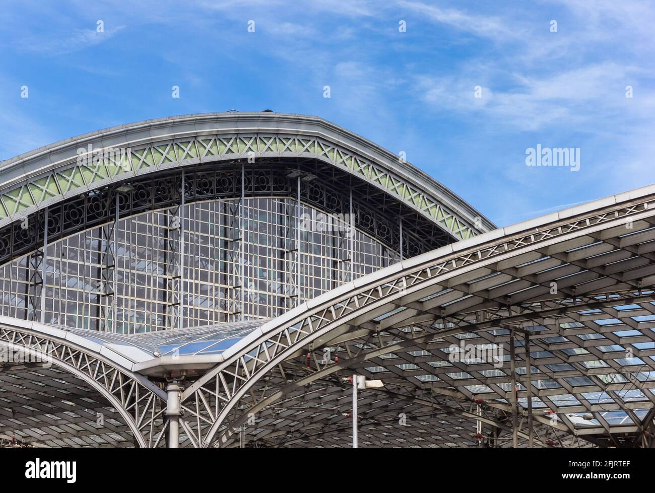 Steel roof of the modern train station in Cologne, Germany Stock Photo ...