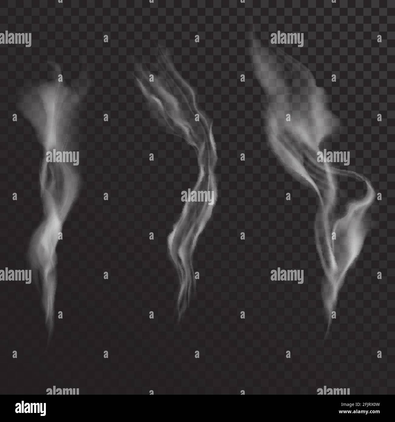 Vector Set Realistic Streams of Transparent Isolated Smoke Set Design ...