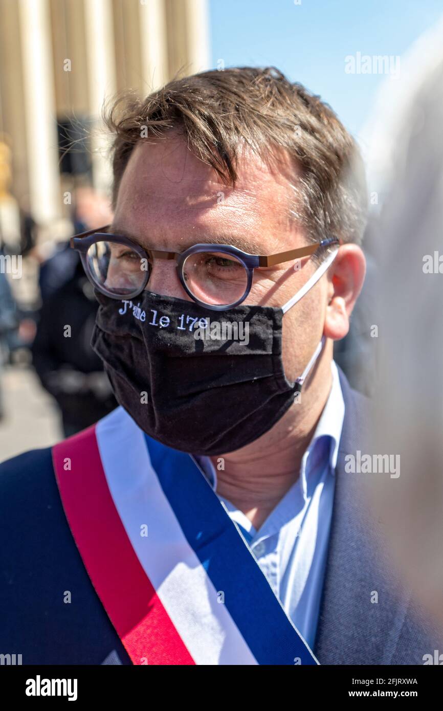Paris, France. 25th Apr, 2021. Geoffroy Boulard attends at the rally ...