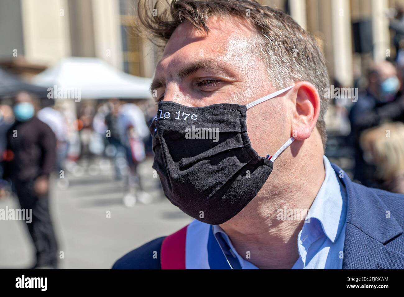 Paris, France. 25th Apr, 2021. Geoffroy Boulard attends at the rally ...