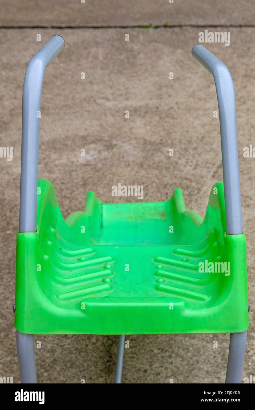 Empty Green Plastic Slide Slope Children Playground Stock Photo - Alamy
