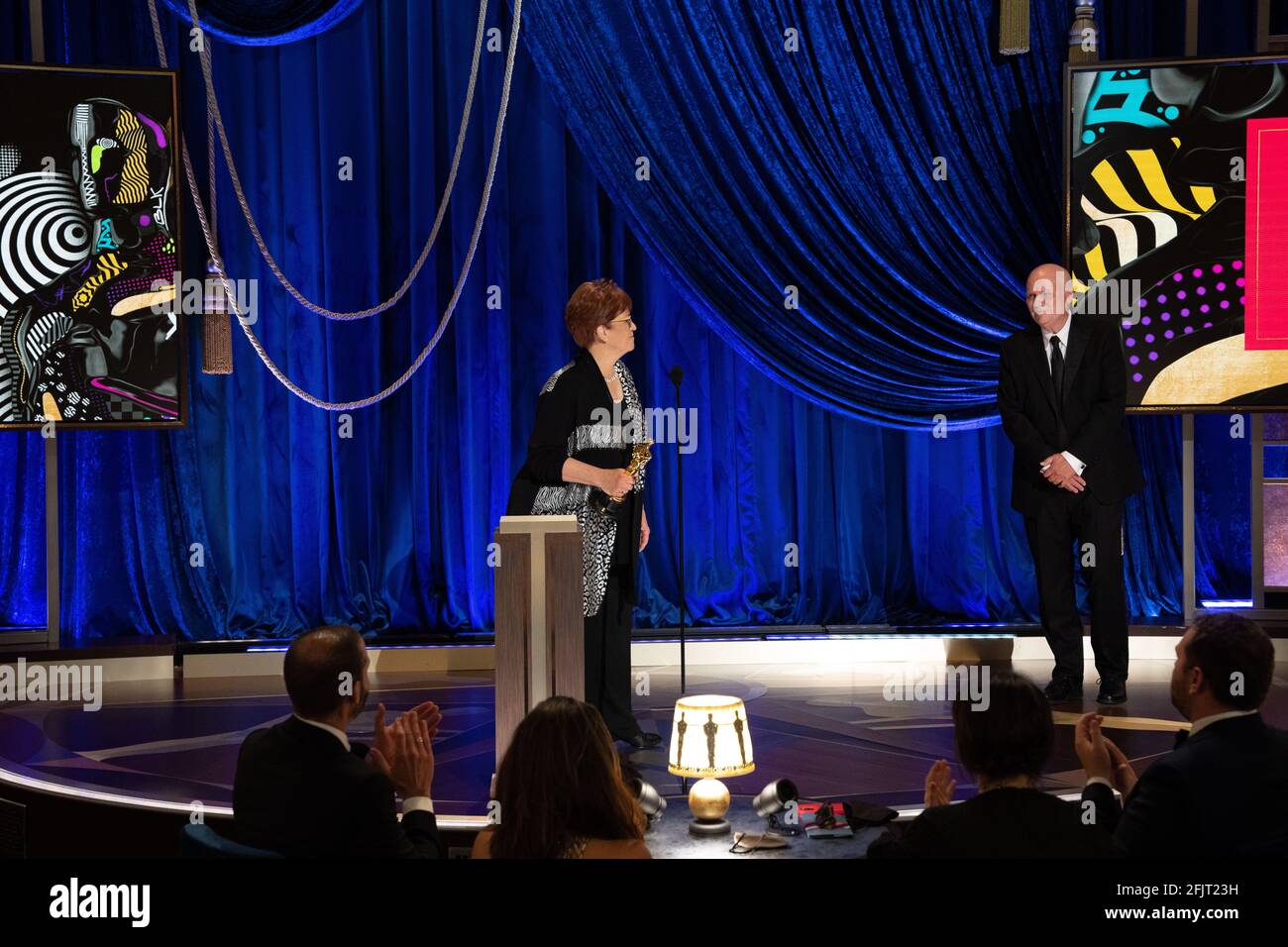 Los Angeles, USA. 25th Apr, 2021. Jan Pascale and Donald Graham accept ...