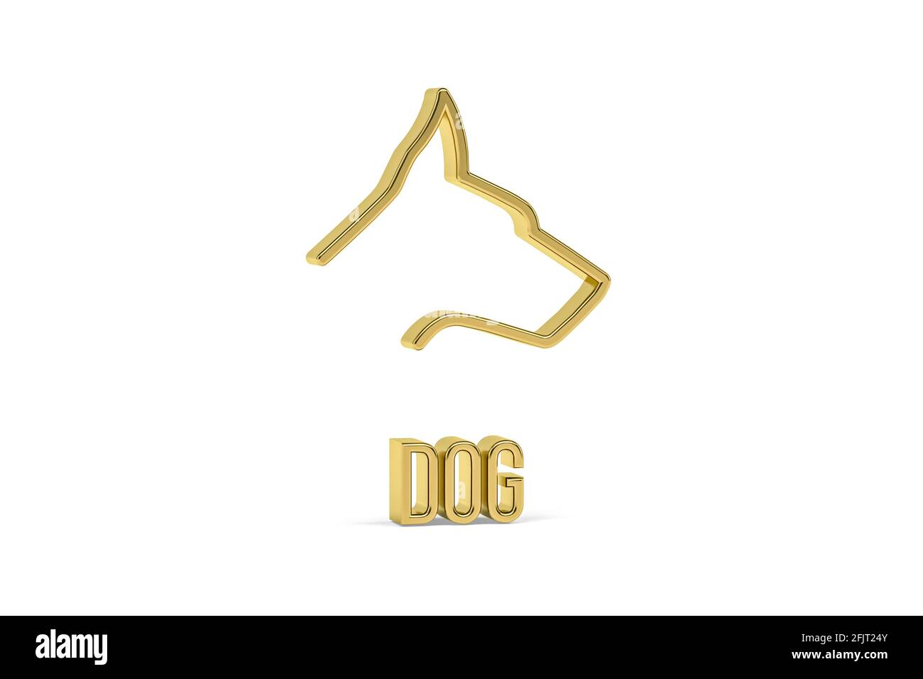 Golden 3d dog icon isolated on white background - 3d render Stock Photo ...