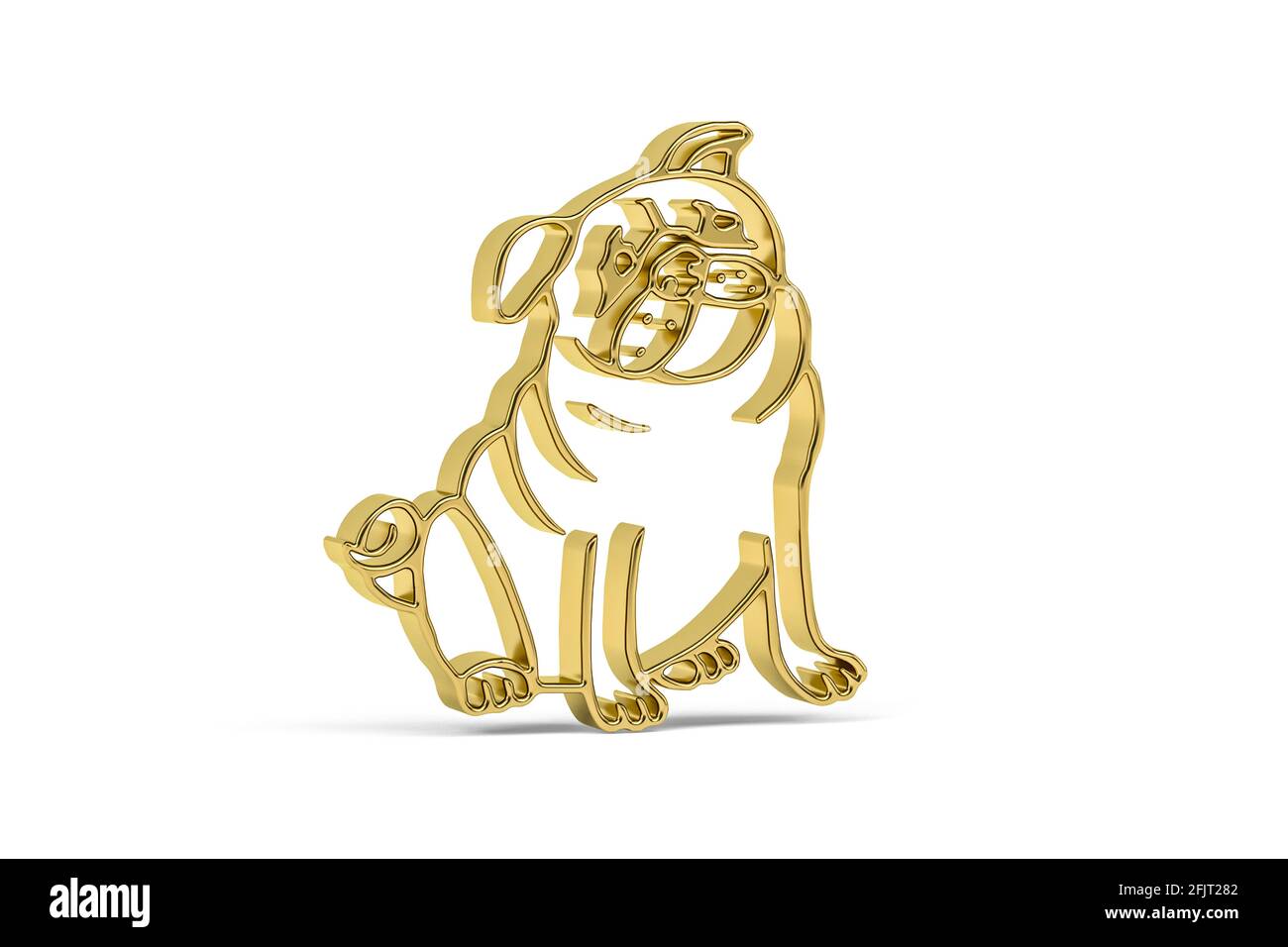 Golden 3d dog icon isolated on white background - 3d render Stock Photo ...