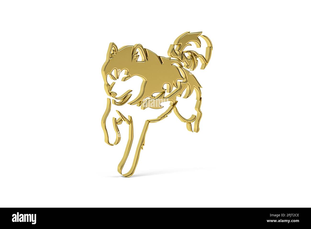 Golden 3d dog icon isolated on white background - 3d render Stock Photo ...