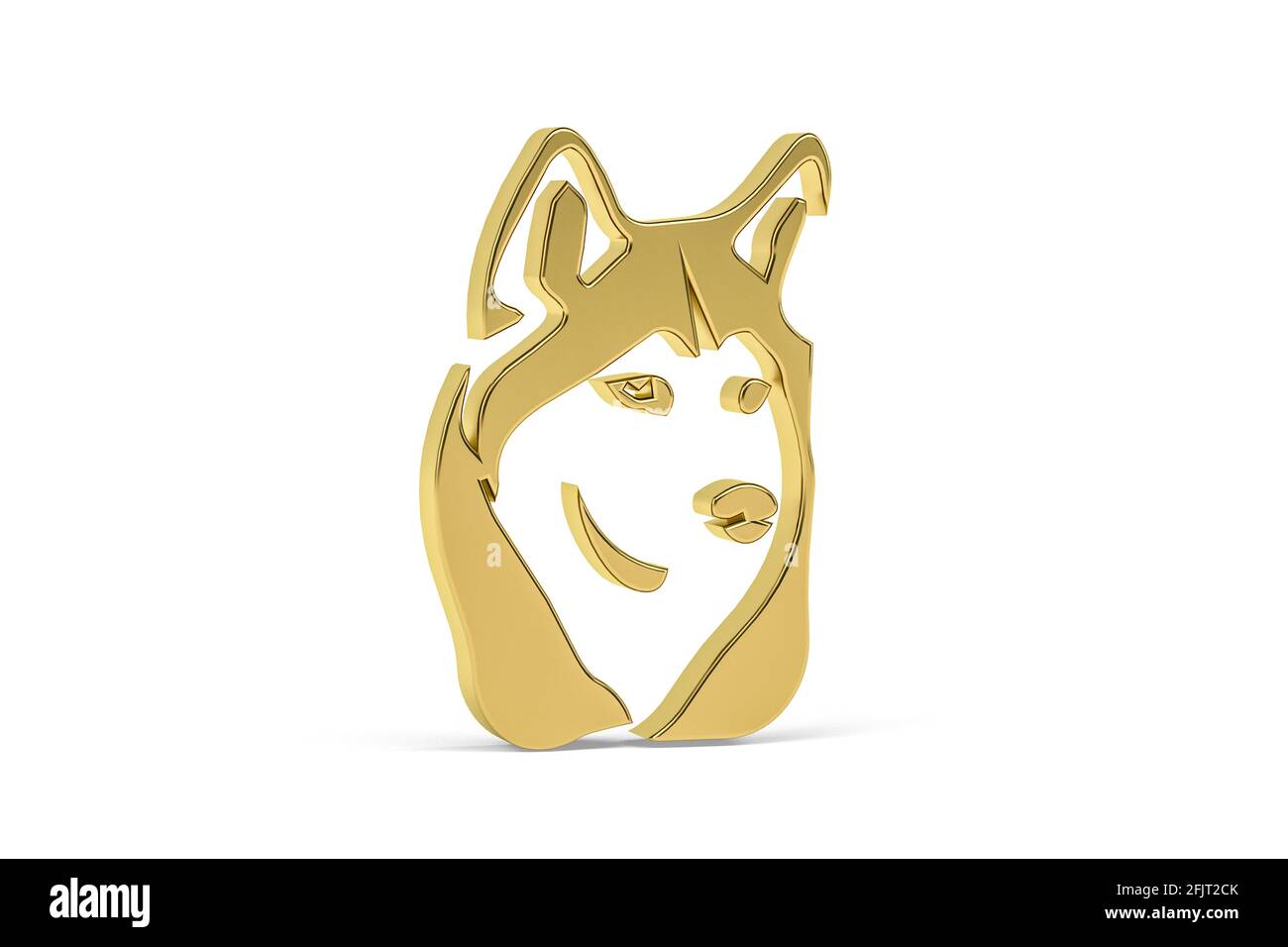 Golden 3d dog icon isolated on white background - 3d render Stock Photo ...