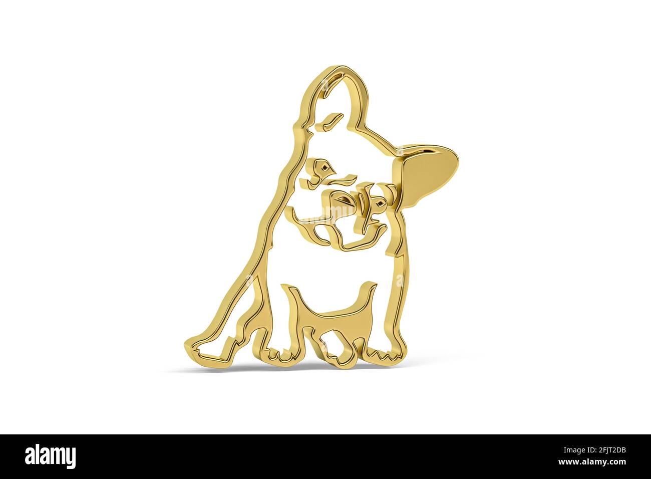 Golden 3d dog icon isolated on white background - 3d render Stock Photo ...