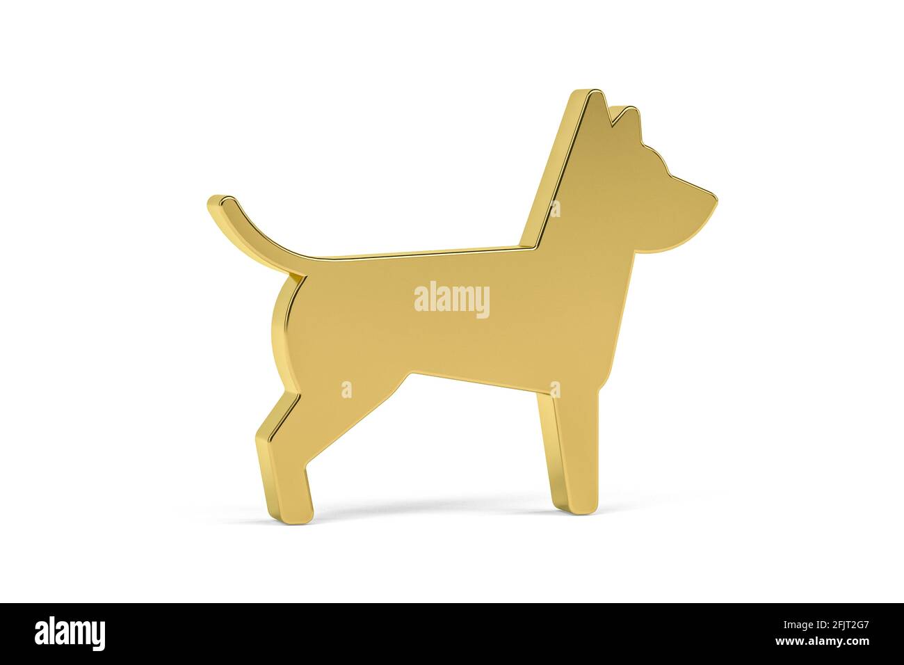 Golden 3d dog icon isolated on white background - 3d render Stock Photo ...