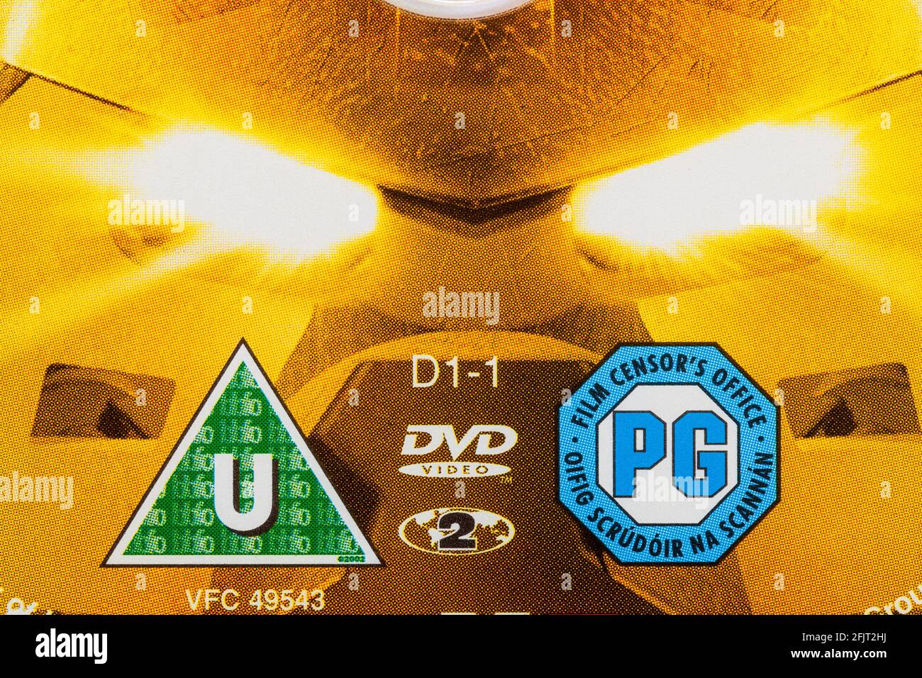 U rating on DVD case PG Film censor's office Stock Photo - Alamy