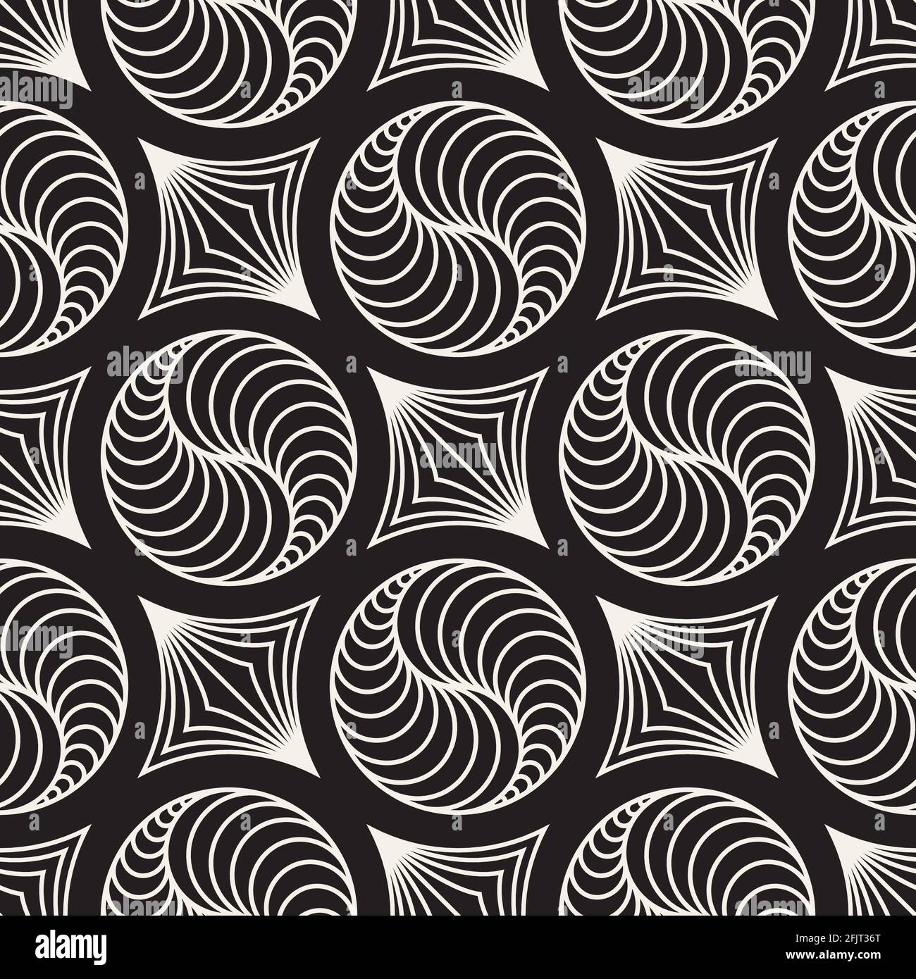 Vector seamless pattern. Modern stylish abstract texture. Repeating geometric circle and star ...