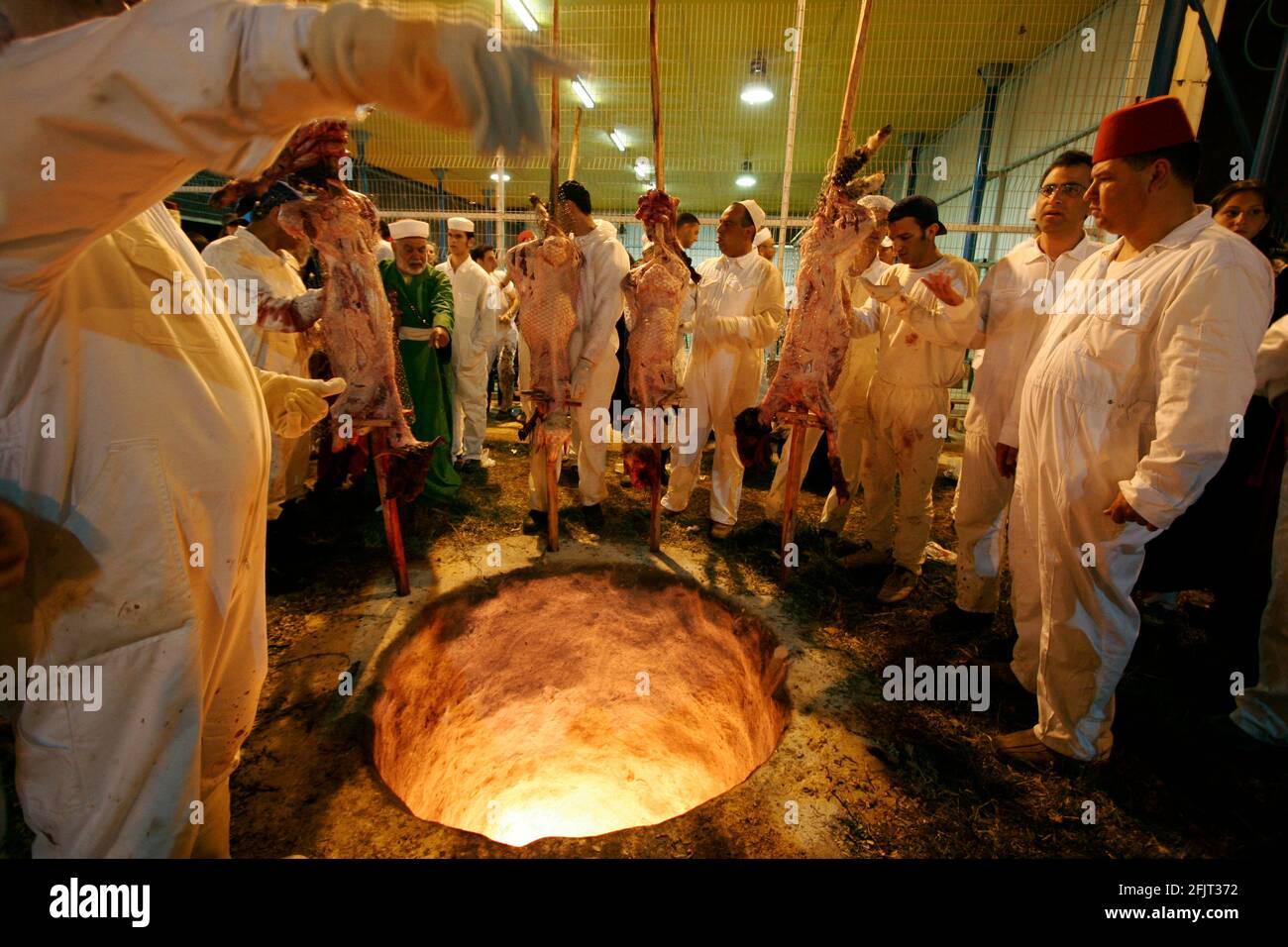 Israel, West Bank, Mount Gerizim, Samaritan Passover Sacrifice ceremony ...