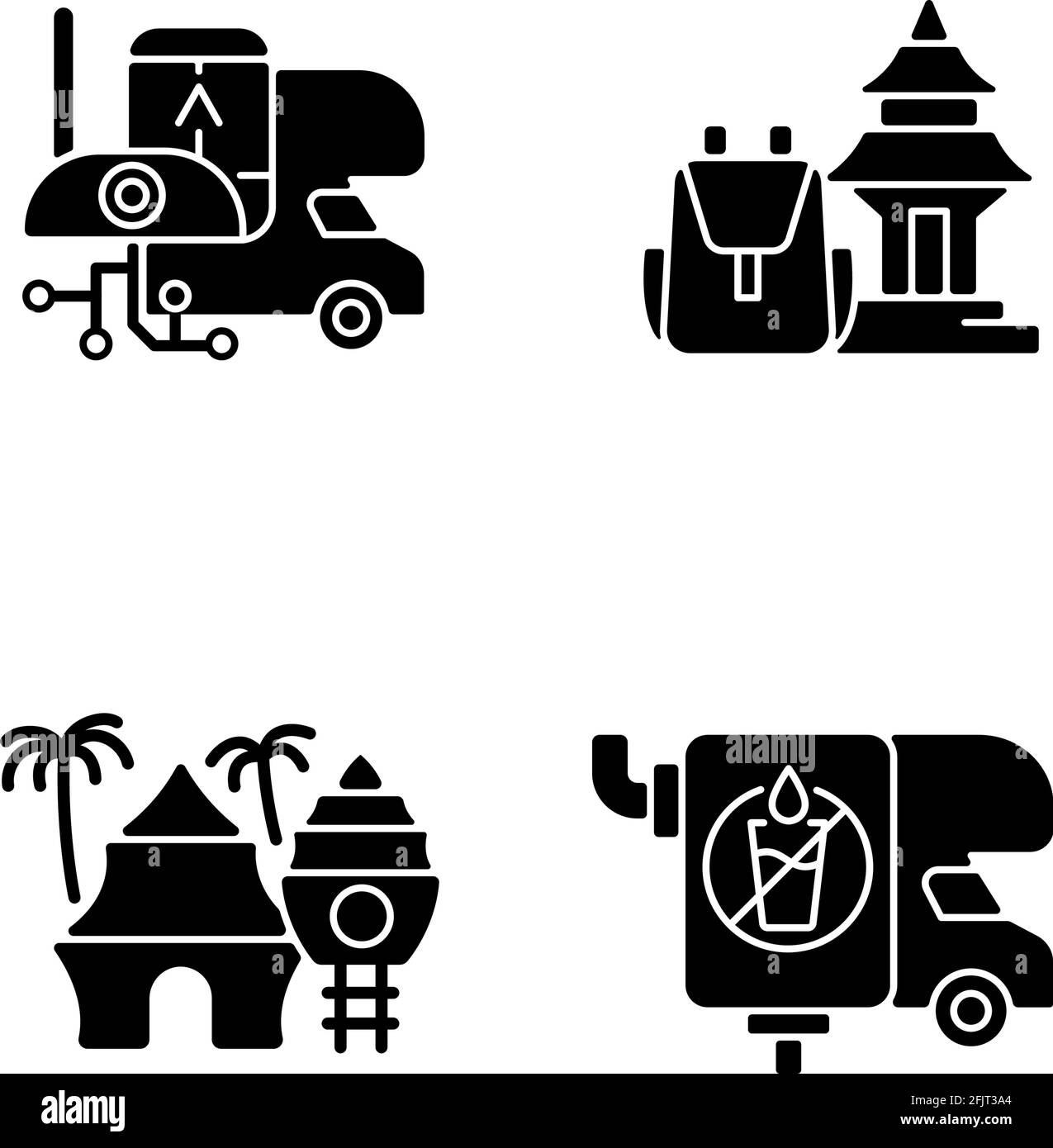 Vacation black glyph icons set on white space Stock Vector Image & Art ...