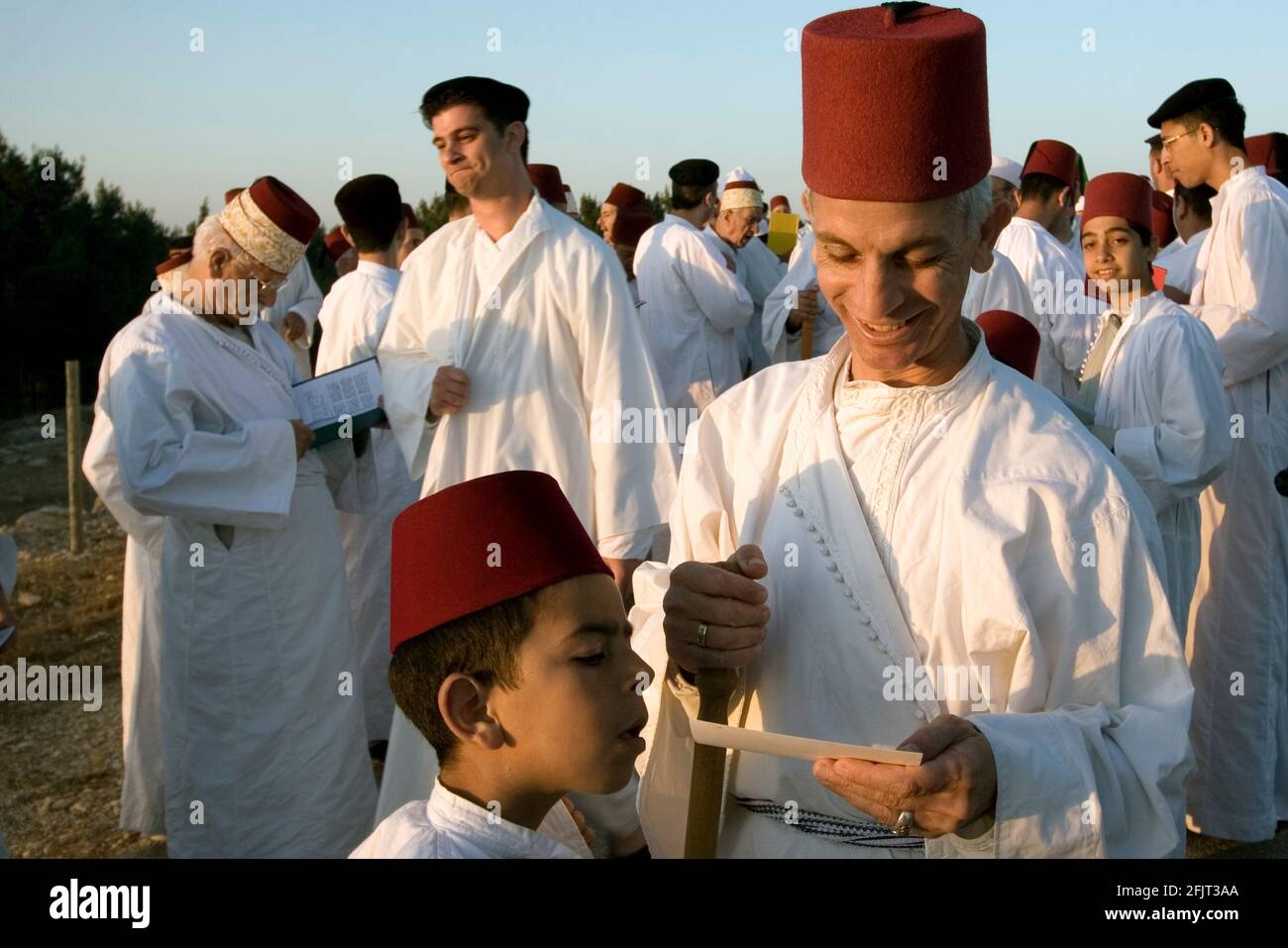 Israel, West Bank, samaritan ceremony on mount gerizim during Shavuot ...