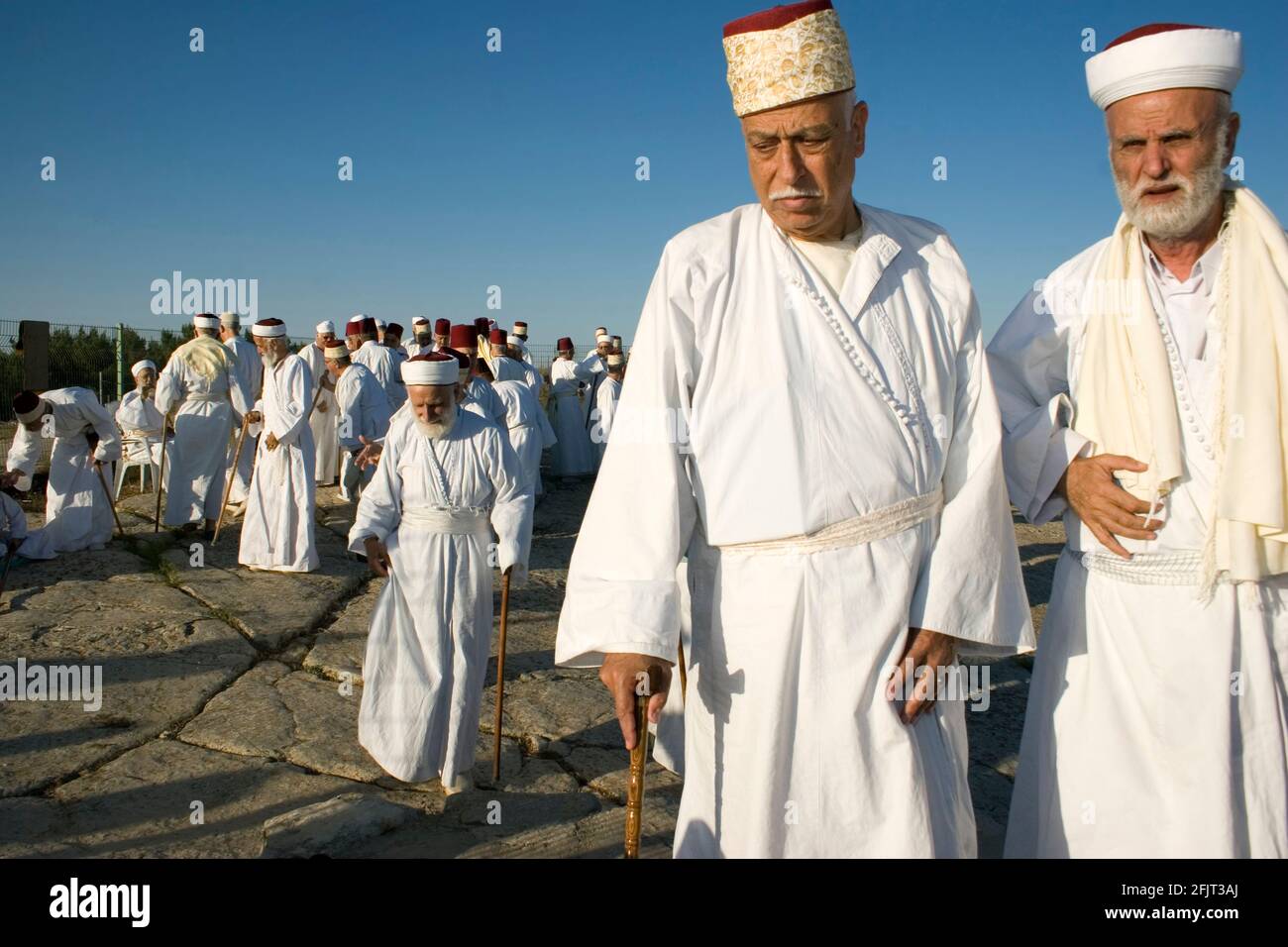Israel, West Bank, samaritan ceremony on mount gerizim during Shavuot ...