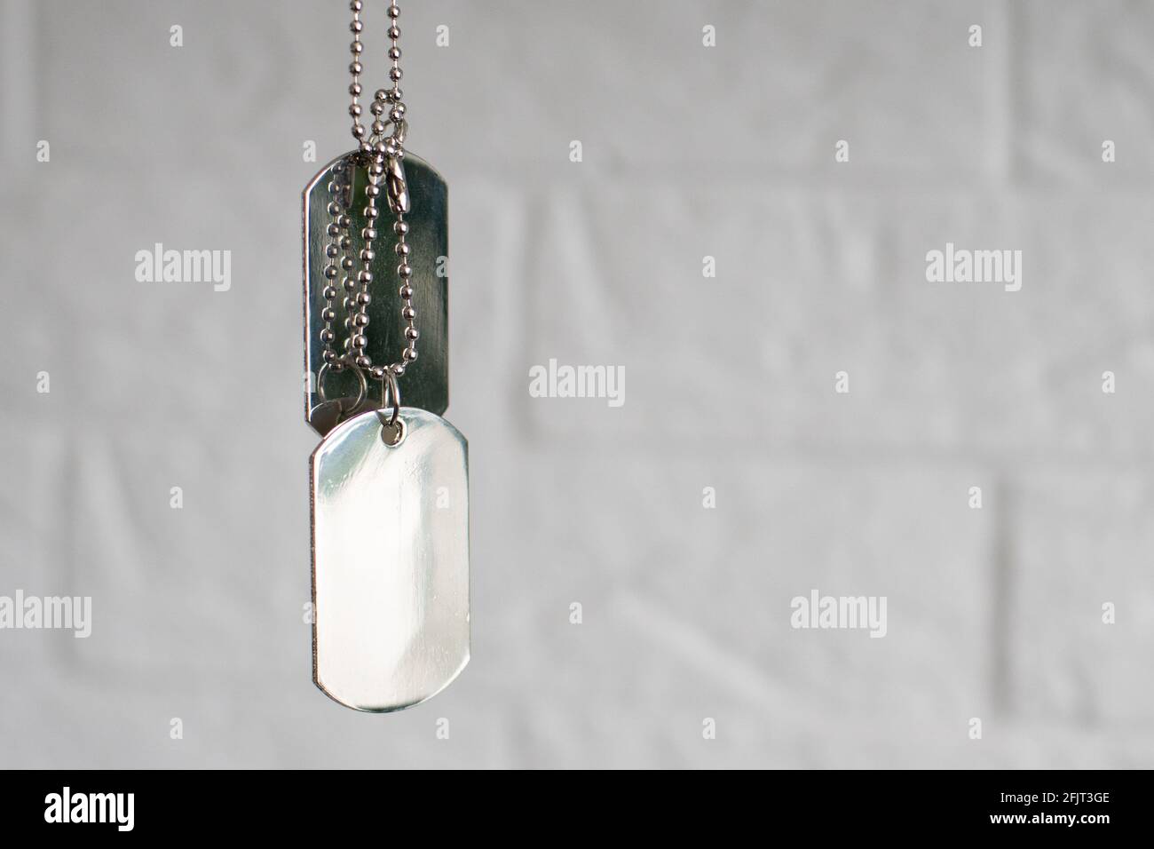 Military ID tag on white background Stock Photo - Alamy