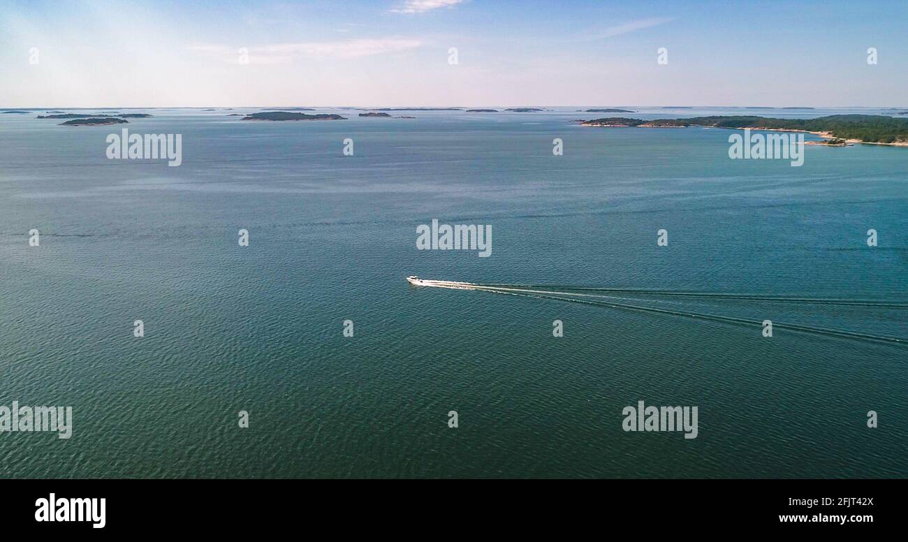 Aerial drone view boat driving hi-res stock photography and images - Alamy
