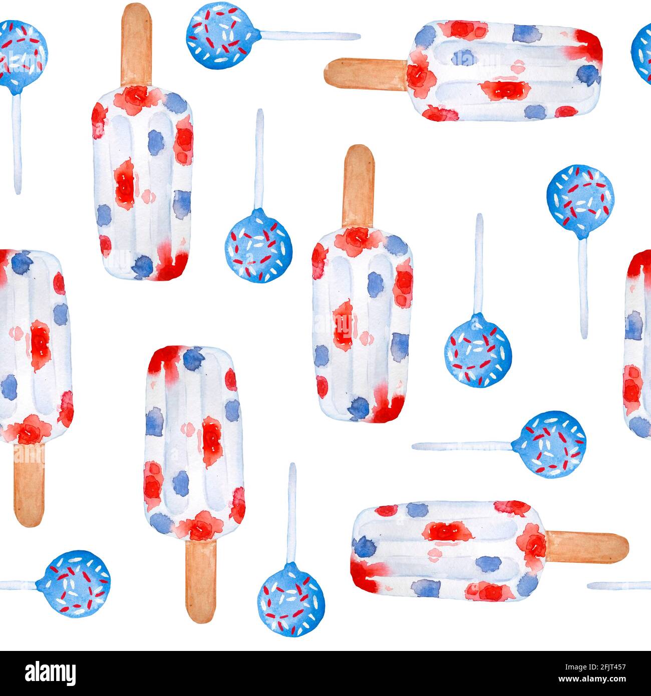 Watercolor seamless hand drawn pattern for patriotic 4th fourth of July ...