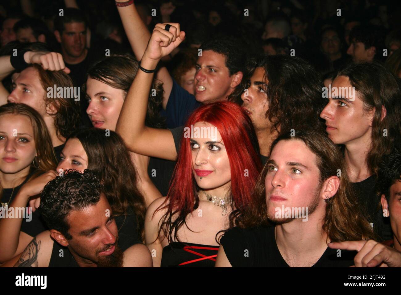 Excited woman in crowd hi-res stock photography and images - Alamy