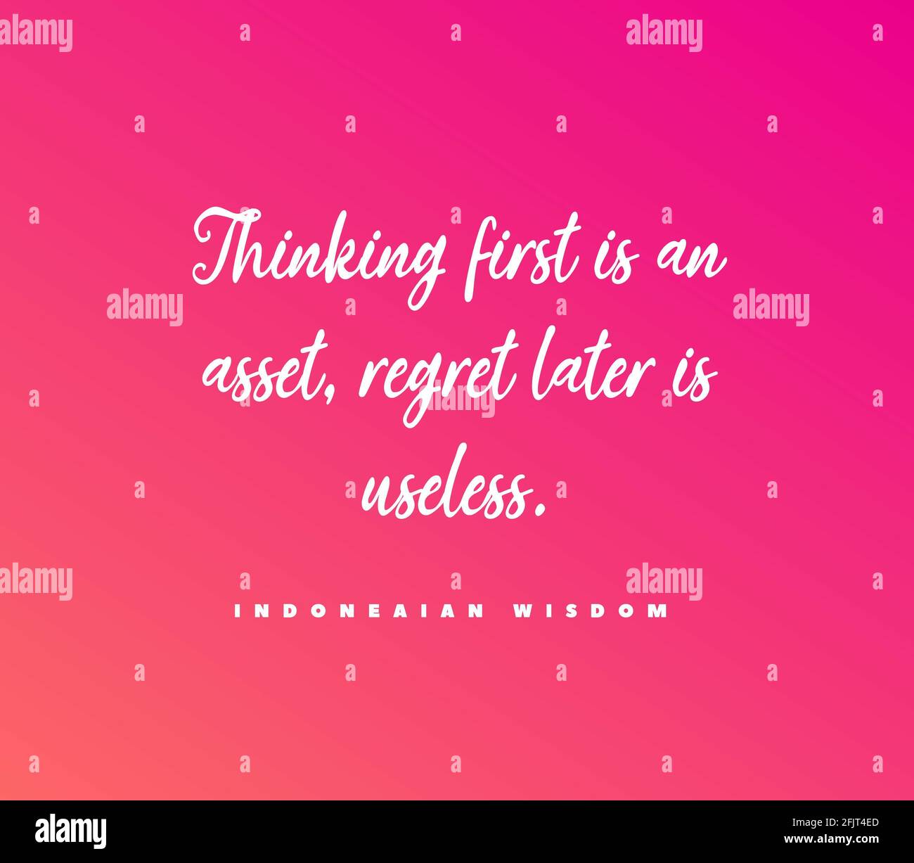 Inspirational quote about no regrets on a pink background Stock Photo ...