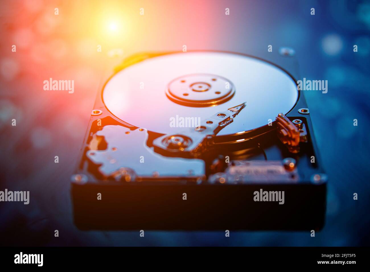 The abstract image of inside of hard disk drive. The concept of data ...