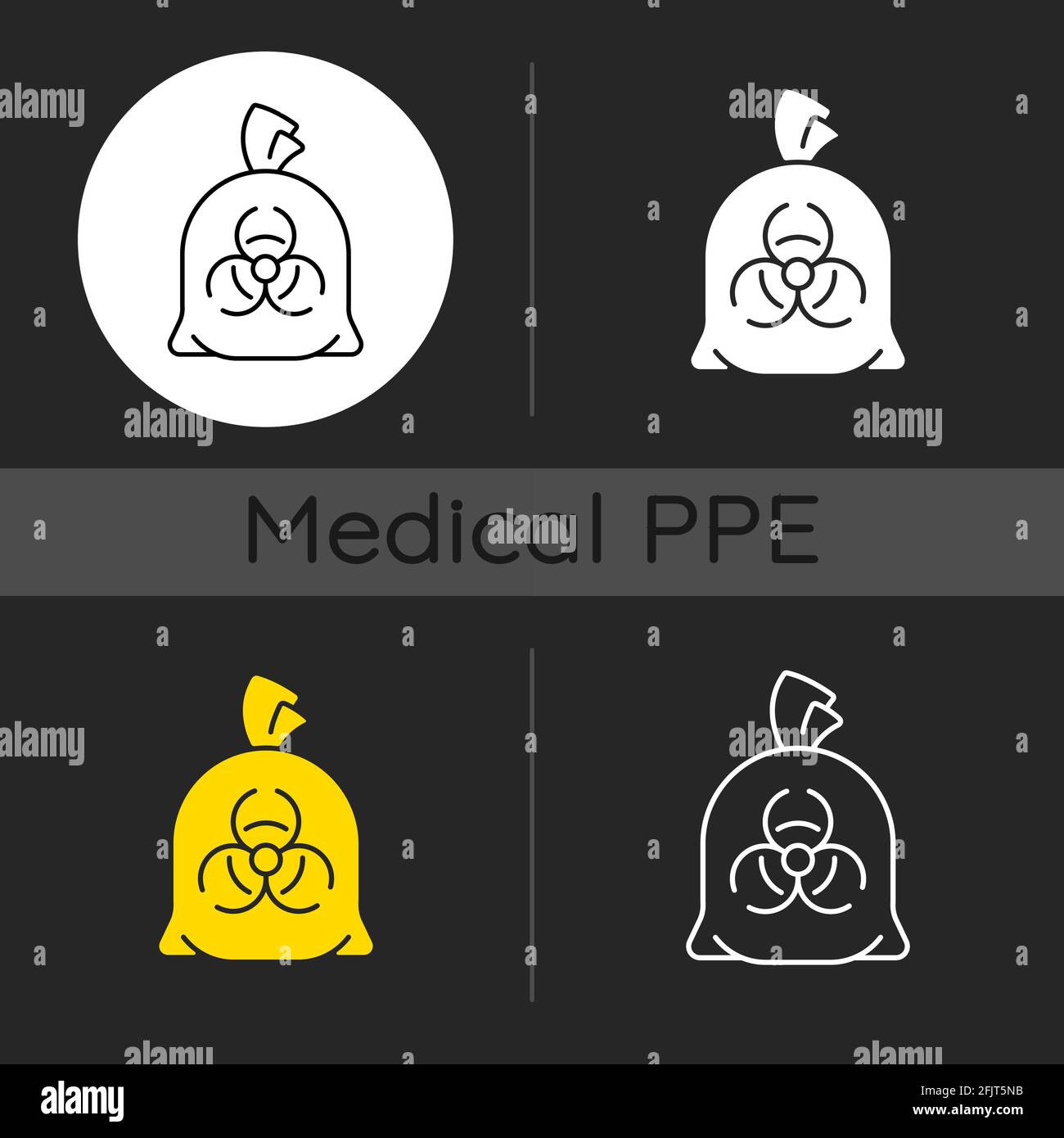 Infectious waste bag dark theme icons set Stock Vector Image & Art - Alamy