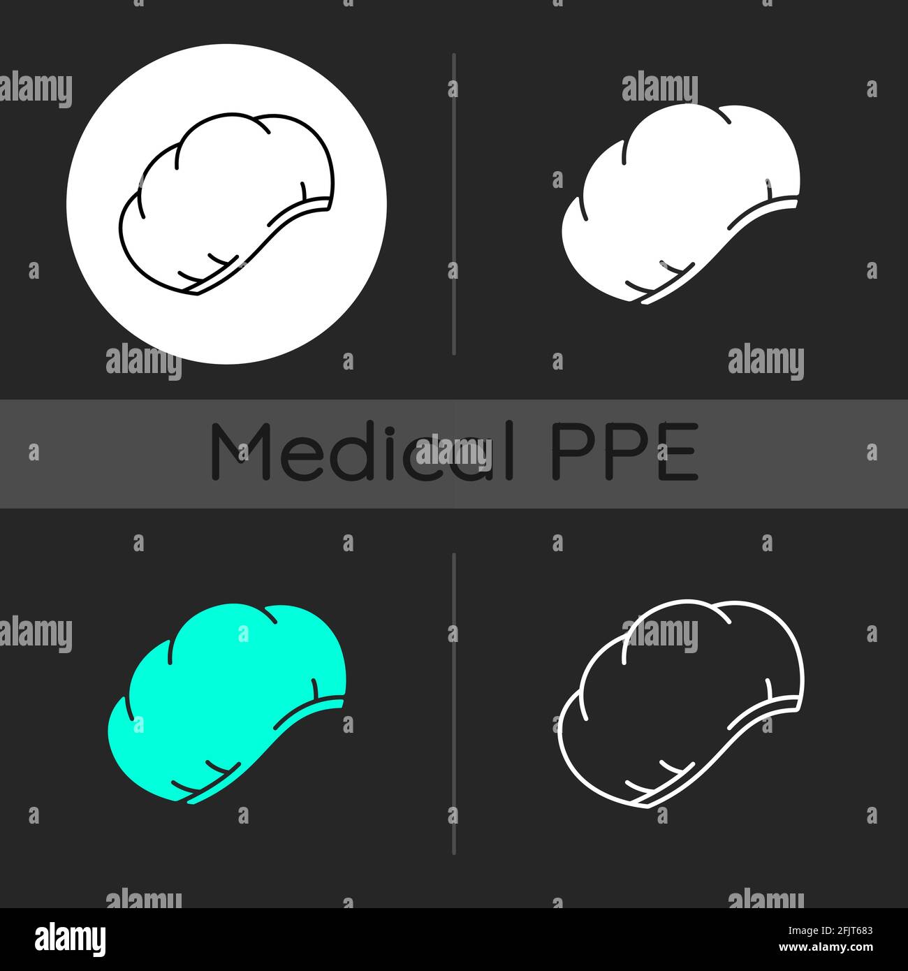 Disposable surgical cap dark theme icons set Stock Vector Image & Art ...