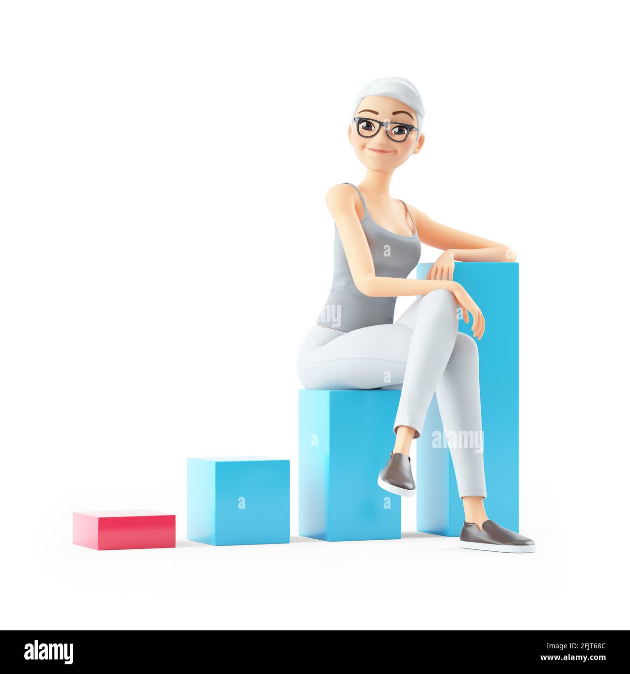 3d cartoon businesswoman sitting Cut Out Stock Images & Pictures - Alamy