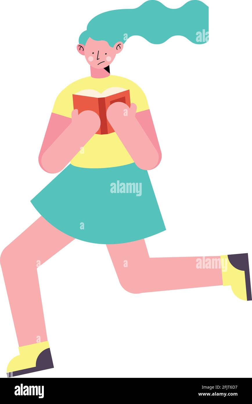 woman running reading book character Stock Vector Image & Art - Alamy