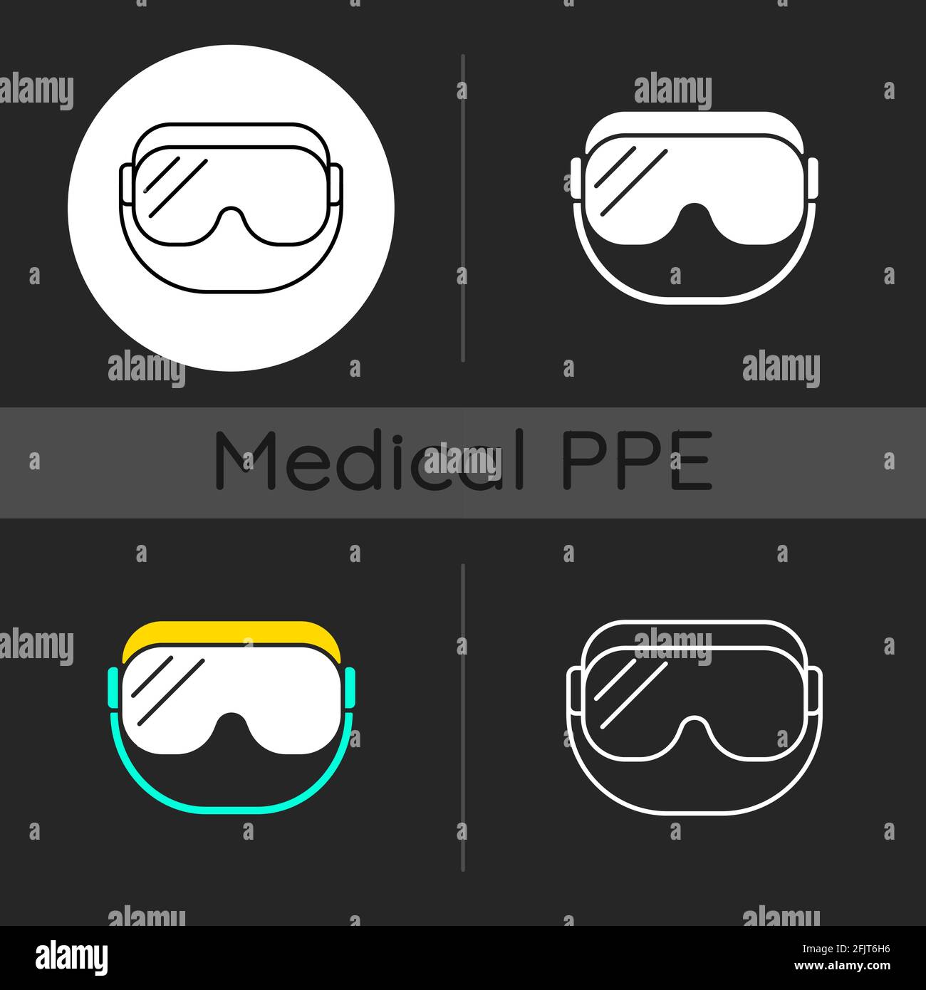 Medical goggles dark theme icons set Stock Vector Image & Art - Alamy