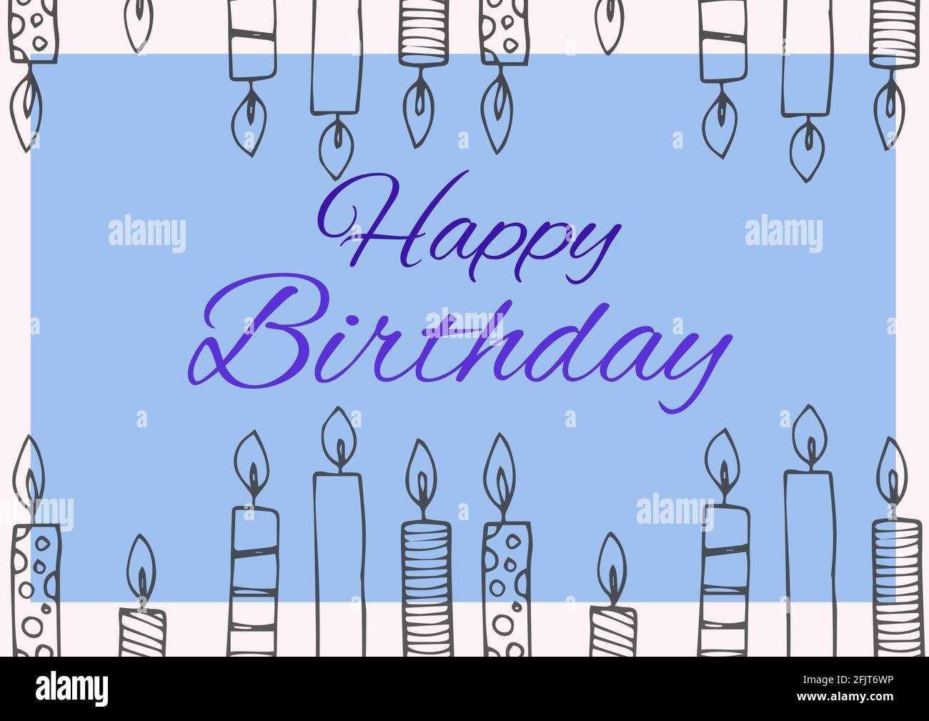 Happy Birthday Text Over Multiple Burning Candles Against Blue Background Stock Photo Alamy
