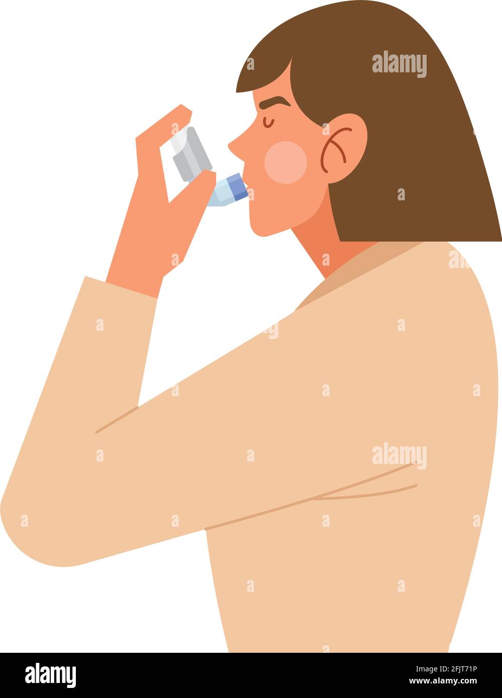 woman using inhaler nebulizing character Stock Vector Image & Art - Alamy