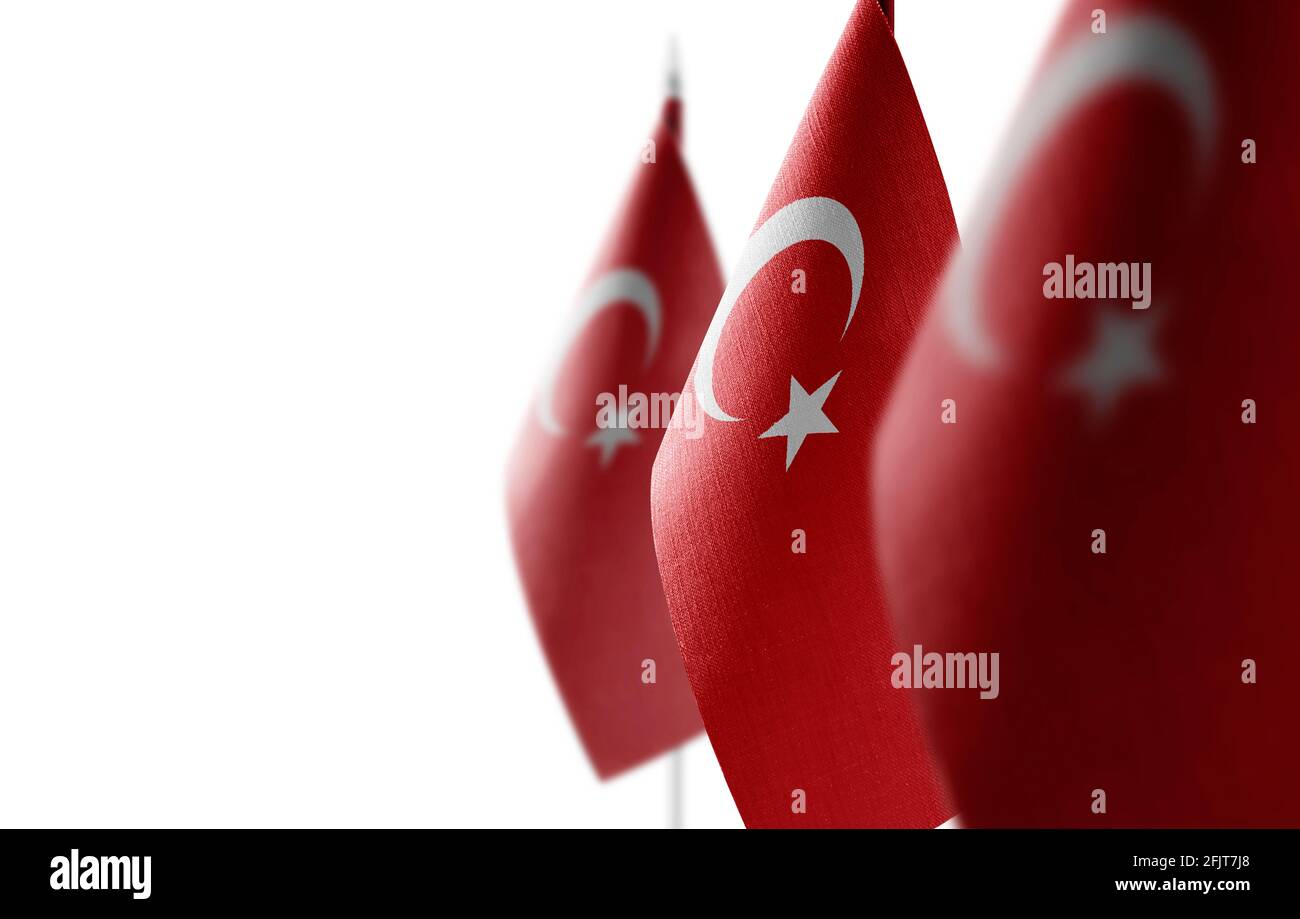 Small national flags of the Turkey on a white background Stock Photo ...