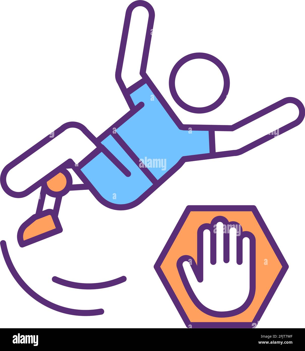 Improving coordination with prosthetic leg RGB color icon Stock Vector ...