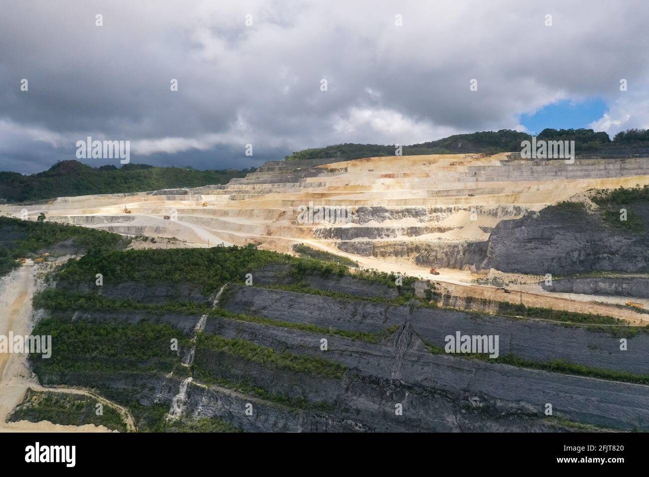 Limestone quarry for the construction industry in the mountains. Bohol ...