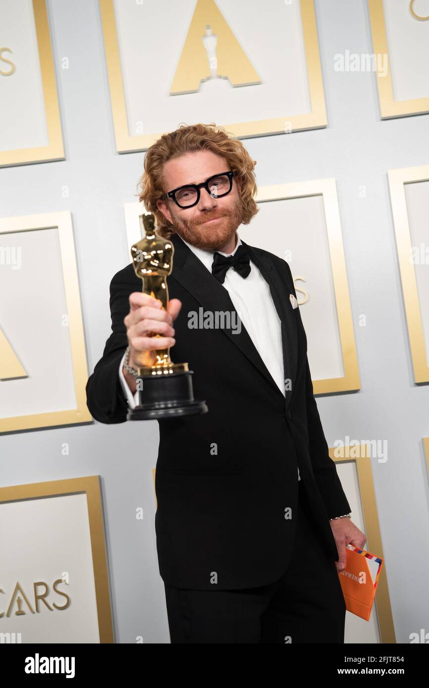 Los Angeles, USA. 25th Apr, 2021. Erik Messerschmidt poses backstage ...